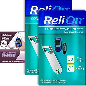 Idea Shop USA ReliOn Confirm Micro Blood Glucose Test Strips, 50 Count + inchLook After Your Diabetesinch - Better Idea Guide (2 Pack 100 ct) 2 Pack 100 Count