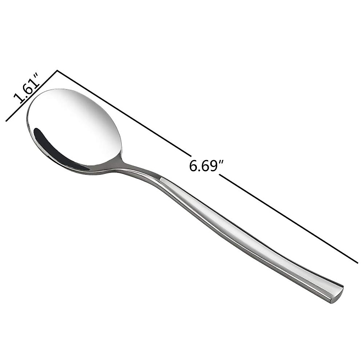Idotry Round Soup Spoon, Stainless Steel Bouillon Spoon, Set of 12