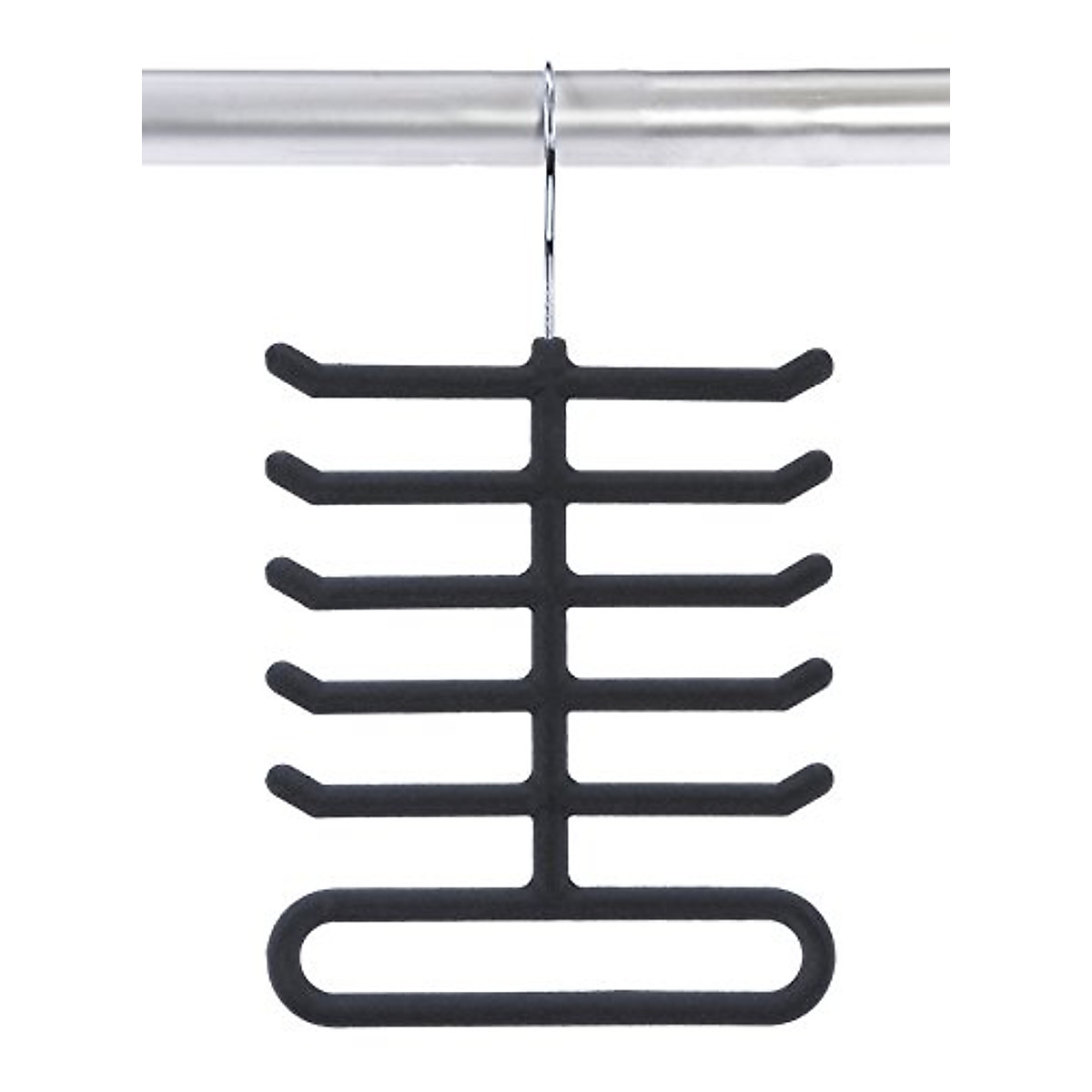 HangerWise 2-Pack Non-Slip Velvet Tie Hanger Organizer Rack | Large Ringed Bottom | Charcoal Grey Brand