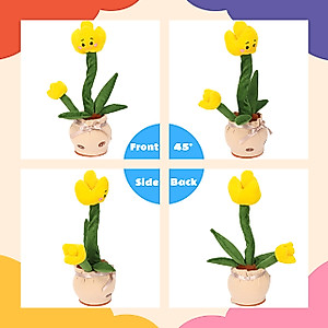 Cuteoy Talking Tulips Plush Toy Repeats What You Say Dancing Walking Mimicking Twisting Stuffed Animal Musical Electric Interative Christmas Birthday Girls Boys Flowers Gifts