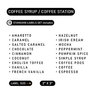 Mustry Coffee Syrup Labels for Coffee Bar Labels for Coffee Syrup Bottles (Standard)