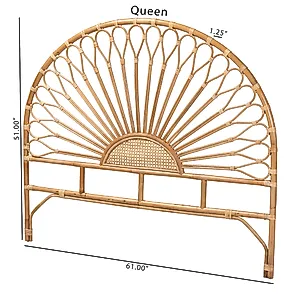 Baxton Studio Perenna Natural Rattan Standalone Headboard, Queen