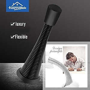 HOMOTEK 12 Pack Spring Door Stopper with Rubber Bumper 3-1/8" Flexible Spring Heavy Duty Wall Door Stop Low Mounted Door Bumper for Home (Upgrade Black)