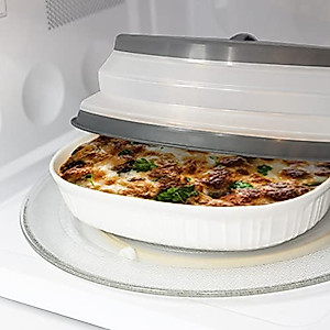 Tovolo 47006-200 Set of Three Collapsible Microwave, Lid for Reheating Food, Meal Prep Gadget, No Mess Folding Plate Cover Kitchen Tool, Set of 3, Charcoal, 3 Count