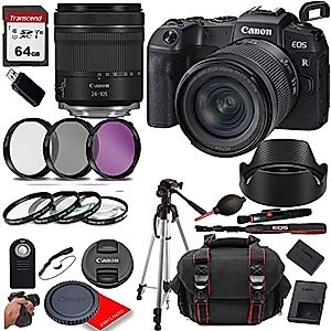 Canon EOS RP Mirrorless Camera with 24-105mm f/4-7.1 is STM Lens+ Case + 64GB Memory(26pc)
