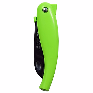 Seki Japan Folding Fruit Knife, Small Peeling Knife, 3.3-inch stainless steel blade with green plactic handle, for kitchen and outdoor