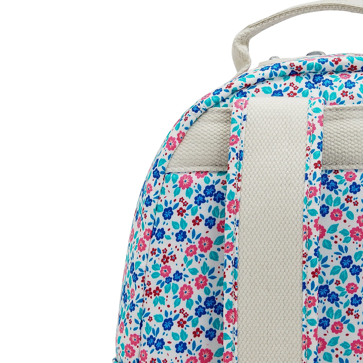 Kipling Women's Seoul Small Backpack, Durable, Padded Shoulder Straps with Tablet Sleeve, School Bag, Micro Flowers, 10.5''L x 13.75''H x 6.75''D