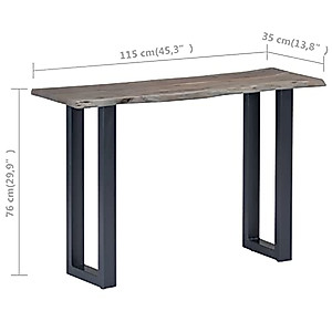 QJBSAVVA Console Table Gray 45.3"x13.8"x29.9" Solid Acacia Wood and Iron,Garden Tables Bedside Table Hallway Tables Entry Tables Suitable for Home, Office, Bedroom, Meeting Room