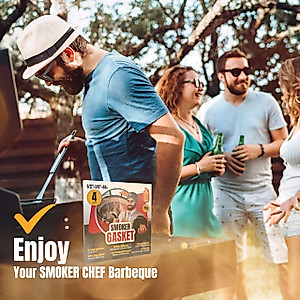 Smoker Chef XXL 40 FT Grill Gasket for Smokers - Black 1/2’’ x 1/8’’ Hi Temp Seal Smoker Gasket – 4-Pack x 10 FT Self Stick Black Nomex Fire Tape BBQ Lid – Bbq Grill Smoker Accessories Gifts for Men