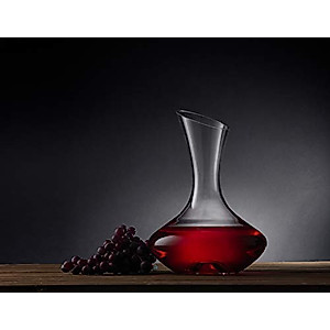 JoyJolt Lancia Wine Decanter Crystal Wine Aerator Handmade Base Glass Pitcher Ultra Elegant Design Easy Pour Slanted Spout for Wine 1200ml (40 fl.oz)