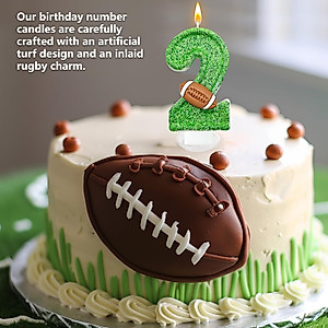 laackys Football Party Decorations Birthday Candles Number Cake Candles Green Football Field Cake Decoration Party Anniversary Decoration, Suitable for Football Birthday Theme, Party (2)