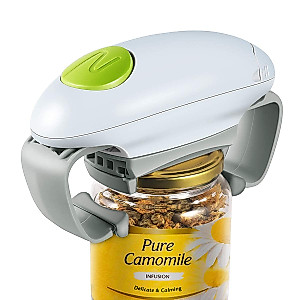 Higher Torque and One Touch Electric Jar Opener Easy Remove Almost Size Lid with Auto-Off, Powerful Bottle Opener for Arthritic Hands, Automatic Jar Opener for Weak Hands and Seniors (White)