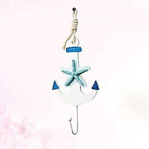 VORCOOL Convenient 1pc Wall Hook Coat Hook Clothes Hooks Hanger Wall Door Hanging Decorations Hook for Room Home Mediterranean Ocean Style (Sea Star Iron Anchor) Hook
