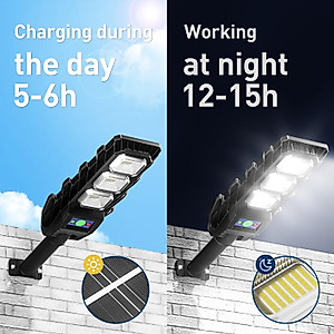 Solar Lights Outdoor Waterproof（600W, 6500K 40000LM Solar Street Lights for Outside Dusk to Dawn, Solar Flood Light Motion Sensor and Remote Control for Area Lighting Yard(2 Pack)