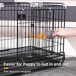 FLARUZIY Dog Crate for Small Dogs Under 25lbs,24 inch Black Thick Metal Dog Kennel Indoor Wire Cage with Double Door and Removable Tray for Pets,Puppy