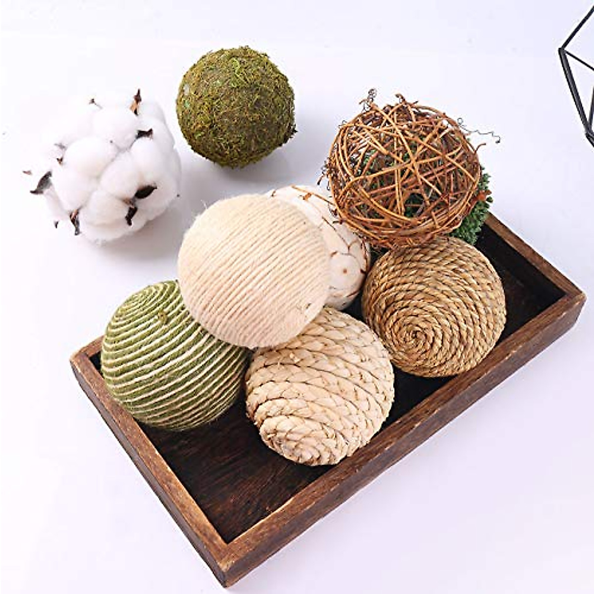 CIR OASES 9pcs 3.5Inch Fall Decorative Ball Orb Rattan Ball Rattan Woven Orbs Spherical Bowl and Vase Filler for Home Party Wedding Display Decor Props