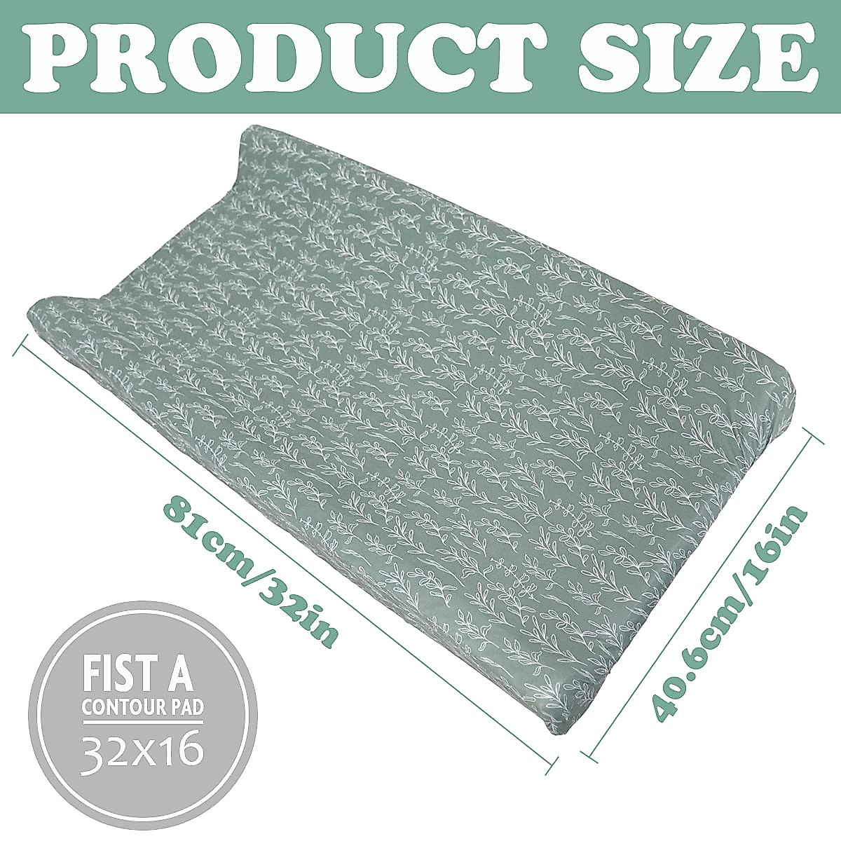 HNHUAMING Green Sage Nursing Pillow Cover, Baby Diaper Changing Pad Cover Cradle Mattress Sheets,Crib Sheet