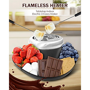 Smores Maker Tabletop Indoor Kit Smores Kit Flameless Electric S'mores Maker Marshmallow Roaster, Movie Night Supplies Housewarming Christmas Gifts 120V