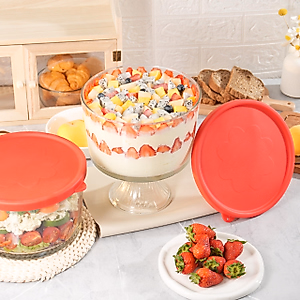 PUREKRA 1 Pack Silicone Lid for Anchor Hocking Footed Glass Trifle Bowl & Shallow Trifle Bowl （104 Oz / 3-Quart), Dishwasher And Microwave Safe (Bowl not included)