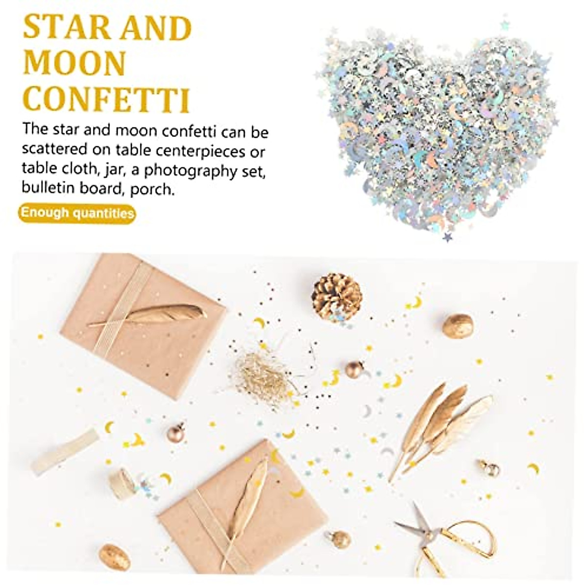 WIAMEE 3pcs 1 Stylesilver Decors and Mixed Balloon Iridescent Style Metallic Wedding Birthday Scatters Table Decorations DIY Decor Star of Festival Moon Decorative Party Glitter