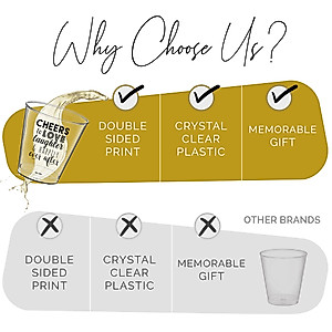 Cheers To Love Laughter and Happily Ever After Shot Glass - 100 PCS Disposable Shot Glasses 2oz - Wedding Shot Glasses, Perfect Wedding Favors For Guests, Bridal Party Shot Glasses