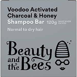 Beauty and the Bees Voodoo Activated Charcoal & Honey Shampoo Bar - Normal to Dry Hair - 100% Natural Organic Ingredients Sulfate Free & Eco-Friendly from Tasmania Australia
