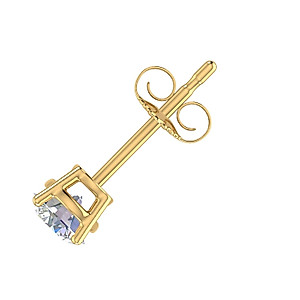 1/4 Carat 4-Prong Set Diamond Unisex Stud Earring in 14K Yellow Gold (Single Piece)