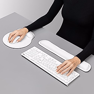 Mouse Pad With Wrist Support And Keyboard Rest Pad - White Mousepad Cushion for Hands, Palm, Carpal Tunnel - Ergonomic RestPad Mat on Desktop, Laptop, Computer, Desk PC.