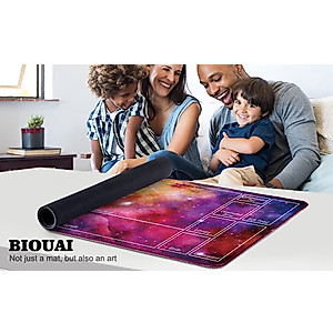 Biouai Starry Playmat for MTG Magic The Gathering - Stitched Field Rules Zones Play Mat with Free Tube Case for MTG Card Game Playing for Beginner(Purple)