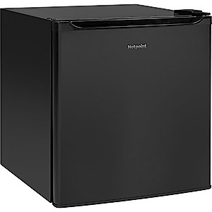 Hotpoint Mini Fridge With Freezer | 1.7 Cubic Ft. | Single-Door Design With In-Door Can Rack & Small Freezer | Small Refrigerator for the Garage, Dorm Room, or Bedroom | Energy Star Certified | Black