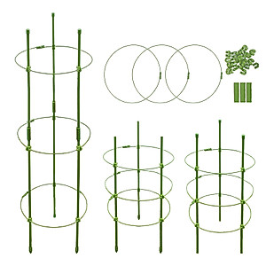 4 Pack Tomato Cages for Garden,Garden Stakes for Plants, Plant Cages with 3 Adjustable Rings,Plant Stake for Supporter Climbing Plants(18 inches,Pack of 4)