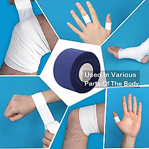 Athletic Sports Medical Tape - No Sticky Residue & Easy to Tear Very Strong Tape for Athlete & Sport Trainers & First Aid Injury Wrap Perfect for Fingers Ankles 1.5in X 30ft (Navy Blue)