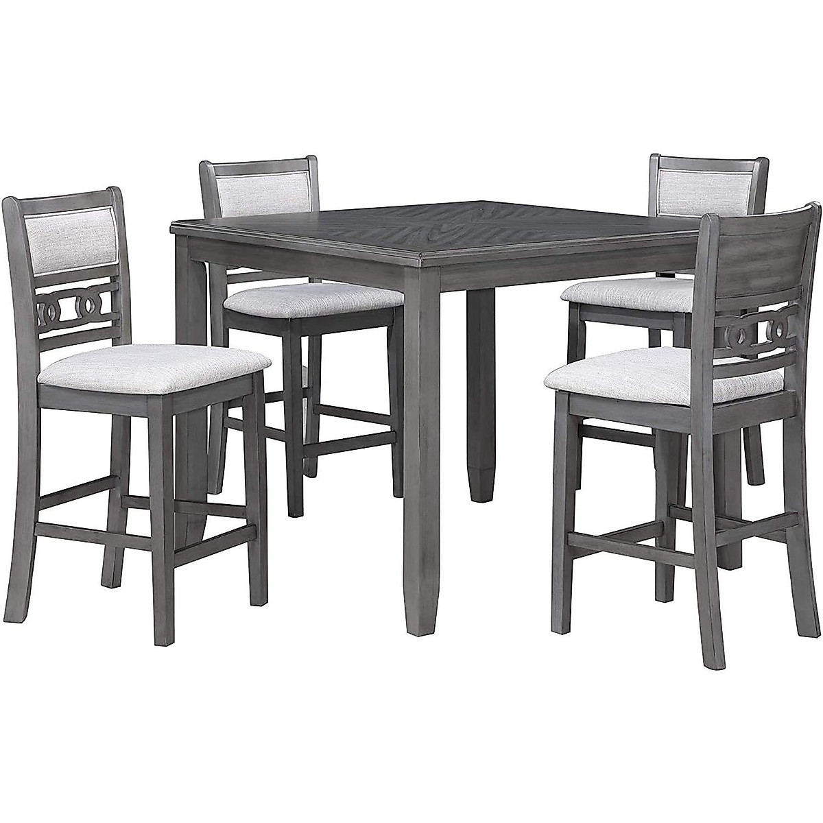 New Classic Furniture Gia 5-Piece Counter Set with 1 Table and 4 Chairs, 42-Inch, Gray