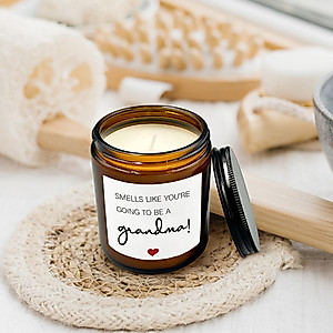 kdqua Pregnancy Announcement Gifts for Grandma Lavender Scented Candles, Mothers Day Baby Shower Gifts for Grandma, Promoted to Grandma New Grandma to Be Gifts Candle Soy Wax Amber Jar Candles
