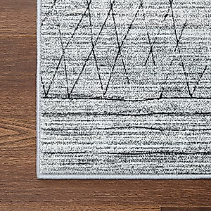 Fashionwu Washable Rug 8x10 Rug Geometric Large Area Rug Boho Disstressed Area Rug for Bedroom Rug for Living Room 8x10 Area Rug Aesthetic Rug Non-Shedding Anti-Slip Rug, Grey
