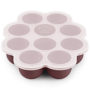 Silicone Baby Food Freezer Tray with Clip-on Lid - 2oz x 10 Pods Baby Food Silicone Freezer Molds, Breast Milk Freezer Tray, Dishwasher, Microwave, BPA-Free Baby Food Storage Tray (Mulberry)