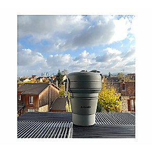 RANARO Silicone Collapsible Coffee Cups Sports Water Bottle Portable Leak Proof Water Bottle for Travel, Gym, Yoga 350ml-12OZ