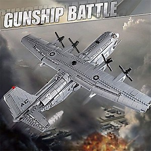 Xingbao Military Army Series The AC130 Aerial Gunboat Set Building Blocks Bricks Educational Toys Classic Model Plane WW2 Toys Adult Toys for Men Compatible All Major Brand