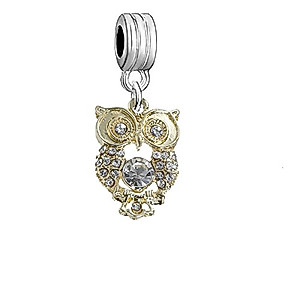 Sexy Sparkles Owl with Rhinestones Charm Bead for Snake Chain Charm Bracelet
