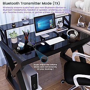 Emuteck Bluetooth Transmitter Receiver, Long Range 2-in-1 Bluetooth 5.3 Audio Adapter for TV PC to 2 Wireless Headphones with Adjustable Volume, 3.5mm AUX RCA for Home Stereo Speaker CD MP3 Player