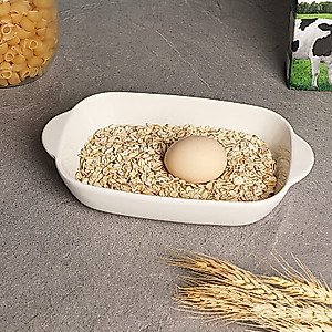 LEETOYI Ceramic Small Baking Dish 7.5-Inch Set of 4, Rectangular Bakeware with Double Handle, Baking Pans for Cooking and Cake Dinner (White)