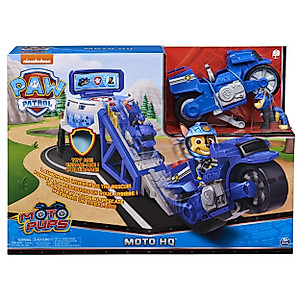 Paw Patrol, Moto Pups Moto HQ Playset Toy with Sounds and Exclusive Chase Figure and Motorcycle Vehicle