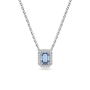 SWAROVSKI Millenia Necklace, Octagon Cut Zirconia, Blue, Rhodium Finish