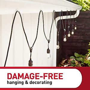 Command Outdoor Light Clips, Damage Free Hanging Outdoor Light Clips with Adhesive Strips, No Tools Wall Clips for Hanging Outdoor Lights and Cables, 20 Clear Clips and 24 Command Strips