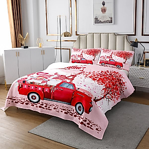 Erosebridal Valentines Day Gifts for Kids,Eiffel Tower Quilted Cartoon Scandinavian Gnome Coverlet Set Christmas Santa Dwarf Bedspread King,Romantic Paris Heart Tree Kawaii Valentines Day Decor