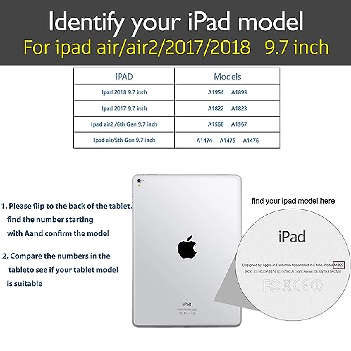 Gexmil Case for iPad 9.7 Inch,6th/5th Generation(2018/2017)-iPad Air 2/1 Gen. Genuine Leather Cover Anti Fingerprint/Slip,Cowhide Folio Cover Auto Sleep/Wake with Adjustable Stand,Buffalo Pattern