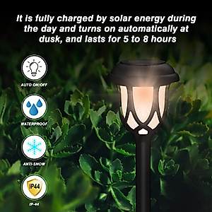 Solar Lights Outdoor Garden, Warm White LED Solar Pathway Lights, Waterproof Solar Powered Garden Yard Lights Solar Landscape Lights for Lawn, Patio, Garden, Walkway(6 Pack)