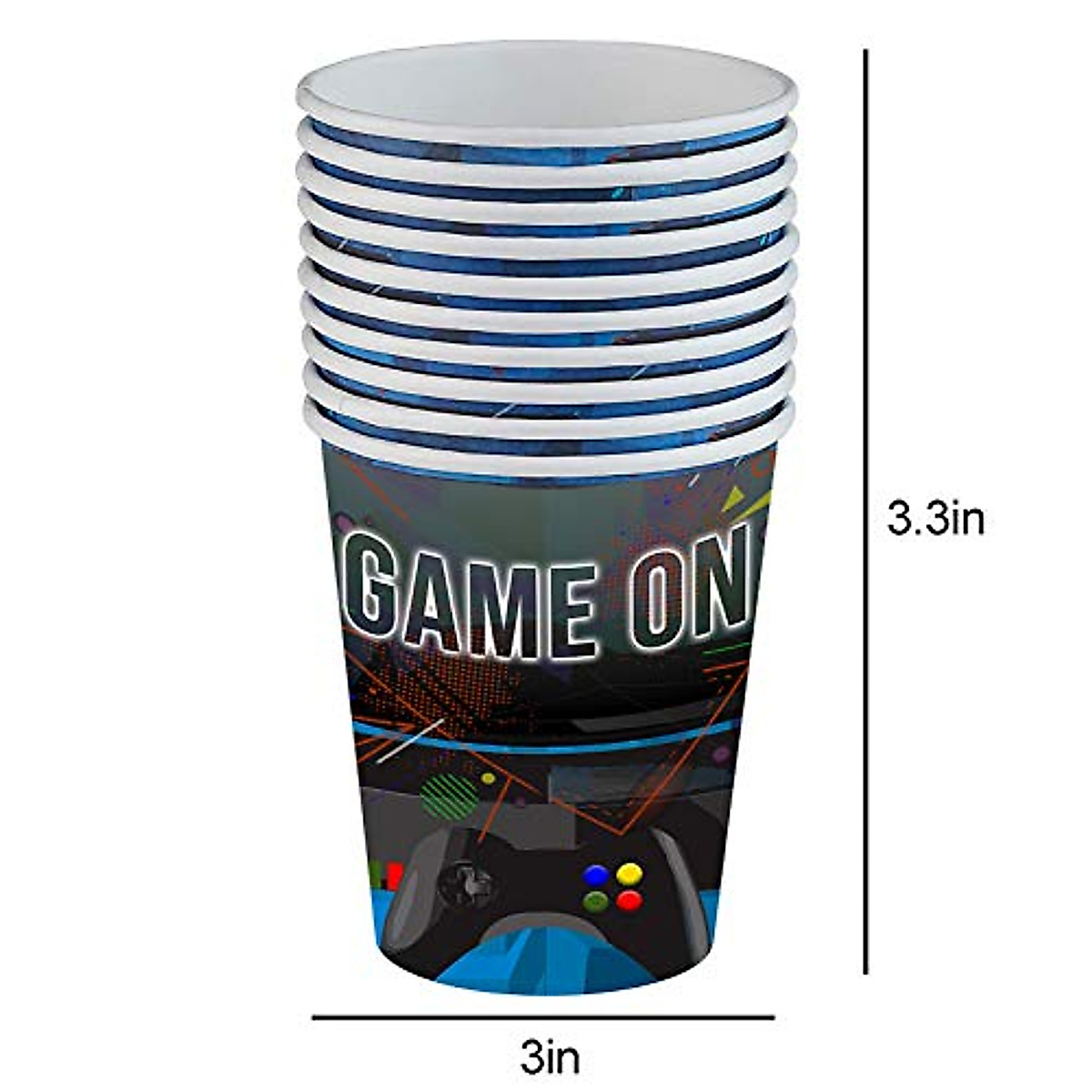 103 Piece Video Gaming Party Supplies Set Including Banner, Plates, Cups, Napkins, Tablecloth, X-Large Joy Stick Controller Balloon - Serves 25