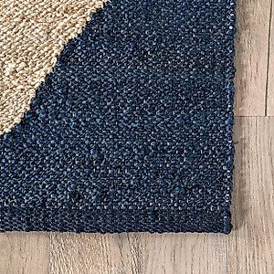 nuLOOM Pandora Diamond Jute Area Rug - 8x10 Jute Area Rug Global Inspired Navy/Ivory Rugs for Dining Room Rug Neutral Rug Living Room Rug Kitchen