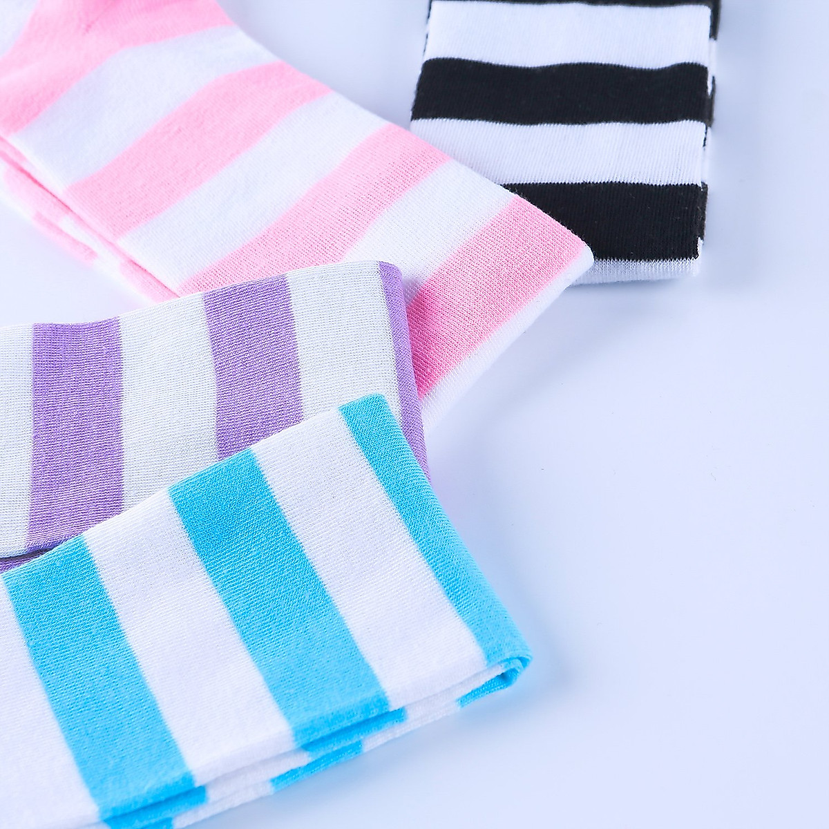 Aneco 6 Pairs Striped Over Knee High Socks Stripe High Thigh Stockings Women Long Socks for Daily Wear, Cosplay